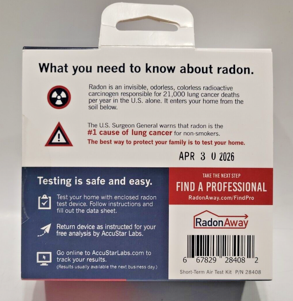 RadonAway® Short-Term Radon Test Kit for Air EXP: APRIL 2026 | eBay