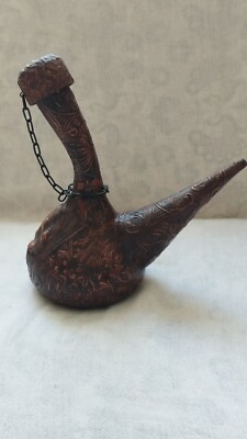 Vintage 1970s Pooron Tooled Leather Cover Spanish Wine Bottle | eBay UK