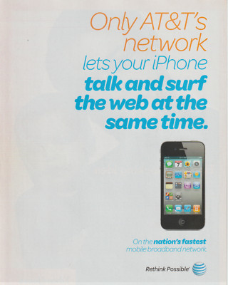 Apple iPhone 4 Print Ad Advertisement 8"x11" AT&T Talk and Surf | eBay