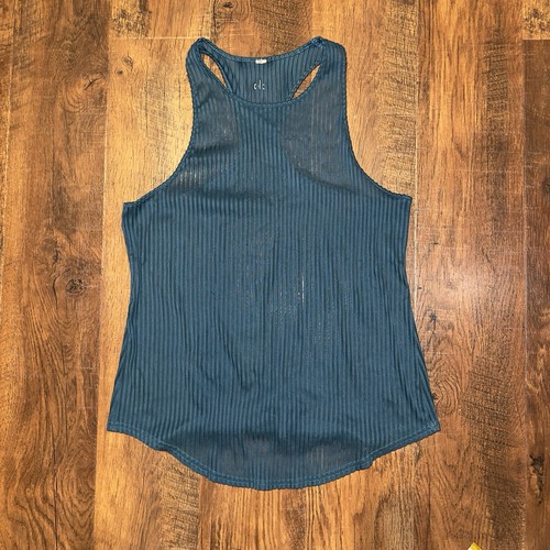 Alo Yoga Teal Ribbed Raceback Tank Top | eBay