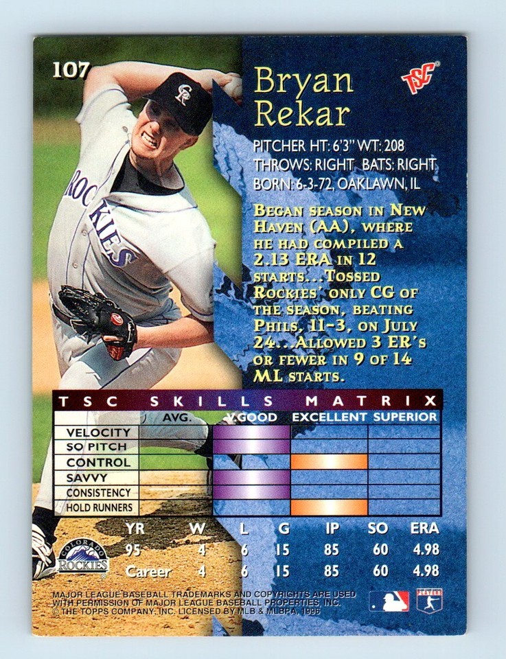 1996 Stadium Club Bryan Rekar Colorado Rockies #107 | eBay