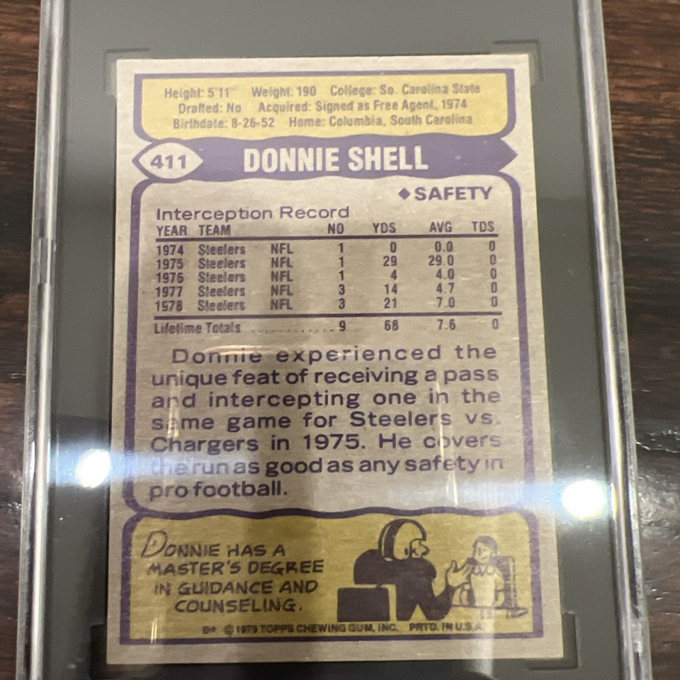 1979 Topps Football Card: #411 Donnie Shell SGC 6.5 - Hall of Fame ...