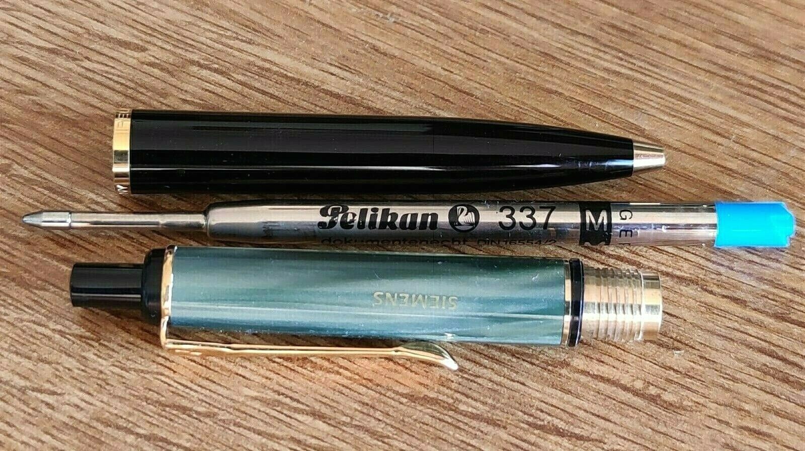 🔴PELIKAN Classic K200 Green Marble Black Ballpoint Pen with rare metal ...