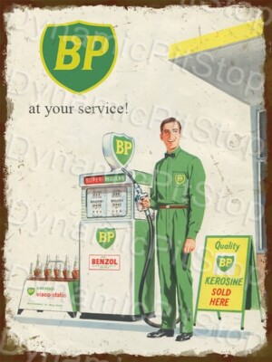 BP Fuel Service Rustic Tin Metal Sign Man cave Garage Australian made ...