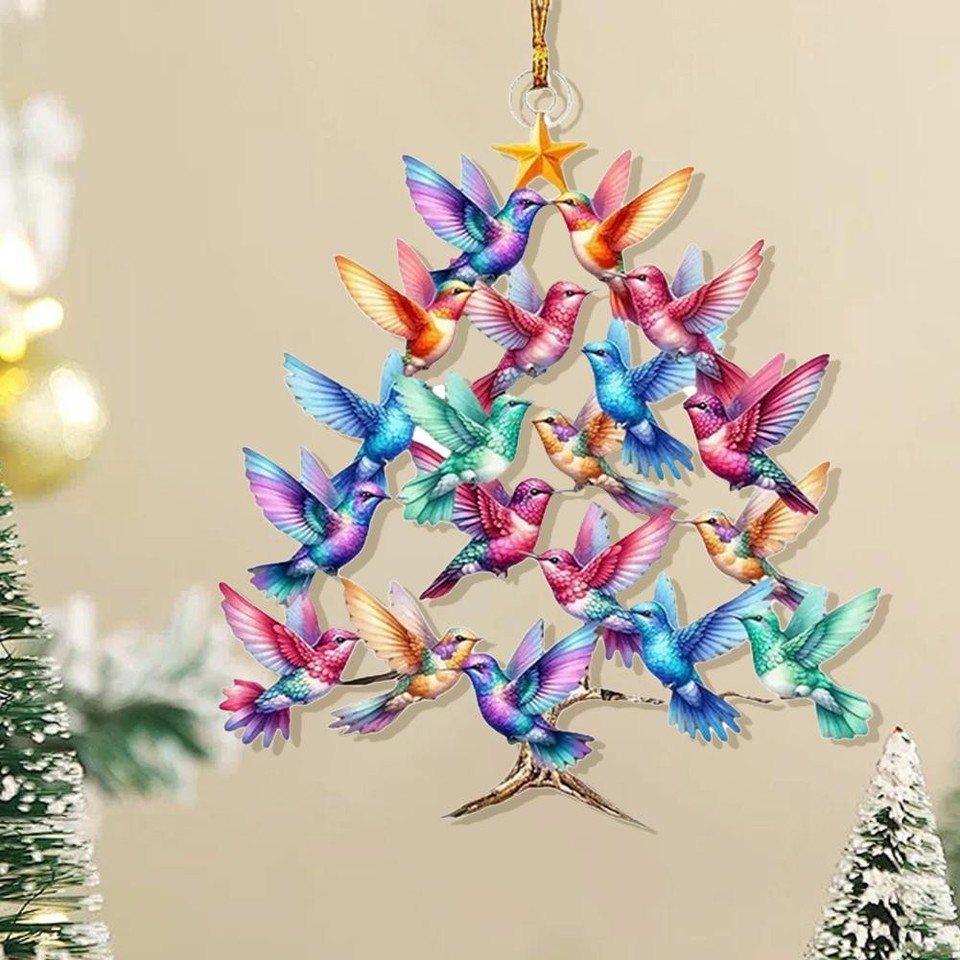 Hummingbird Christmas Ornament, Colorful Hummingbirds Tree Decor ...