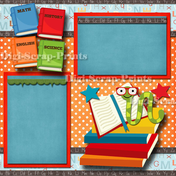 BACK 2 THE BOOKS school 2 Premade Scrapbook Pages paper layout ...