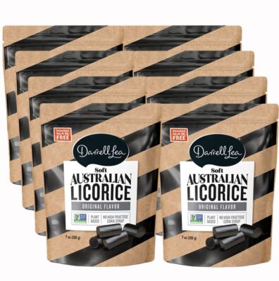 Darrell Lea Black Licorice Candy 7 oz Pack of 8 Soft Chewy Snacks Non ...