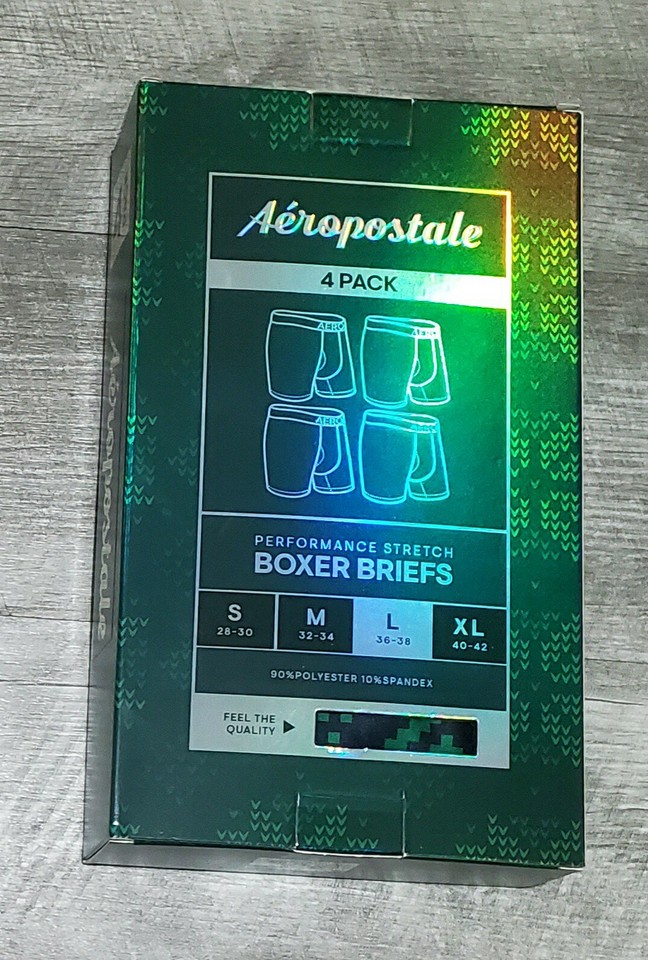 AEROPOSTALE AERO MENS 4 PACK BOXER BRIEFS Performance SZ Large RED ...