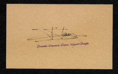 Francisco Franco Autograph Reprint On Genuine Original Period 1940s 3X5 ...