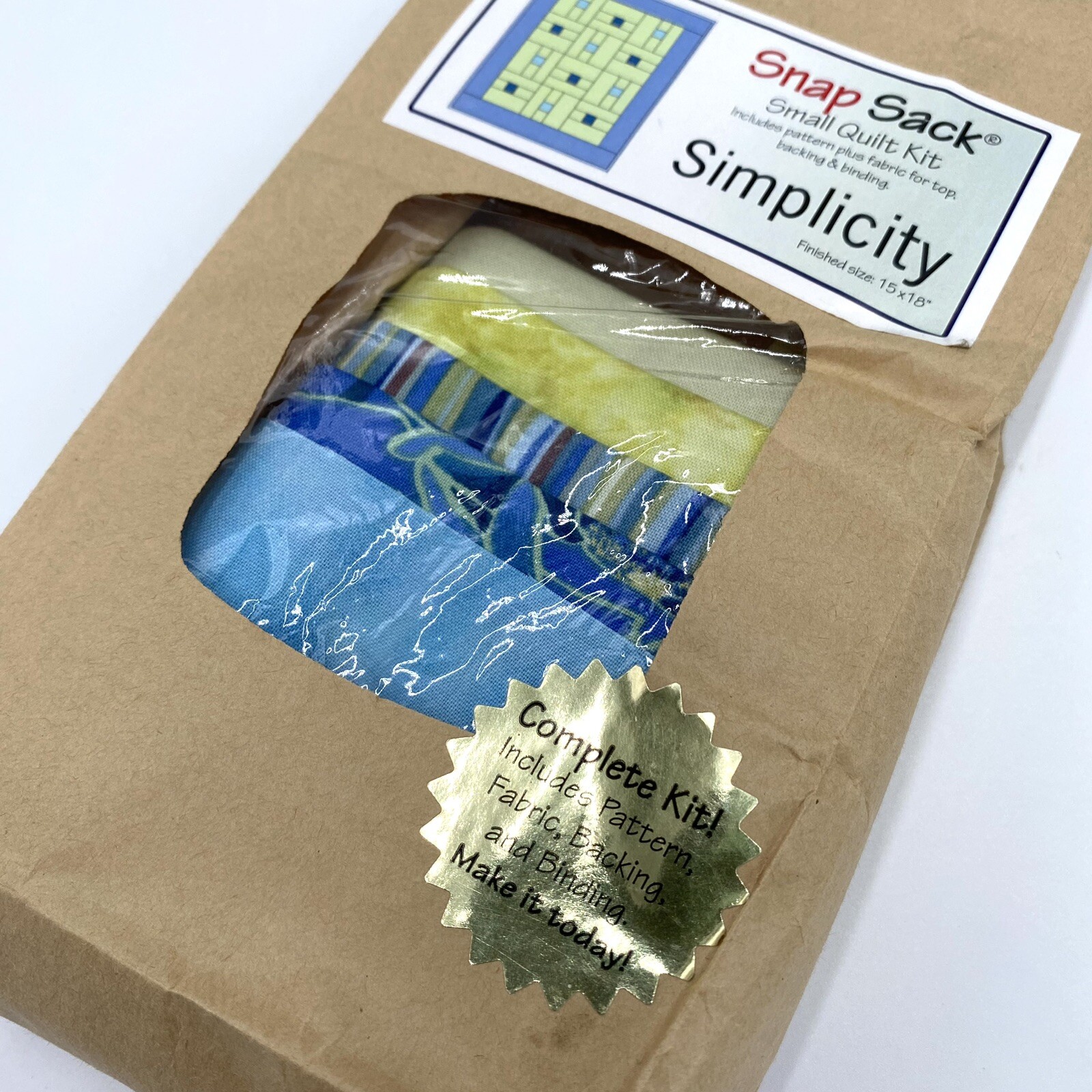 Simplicity Snap Sack Small Quilt Kit Blue & Green 15" x 18" SS10909 ...