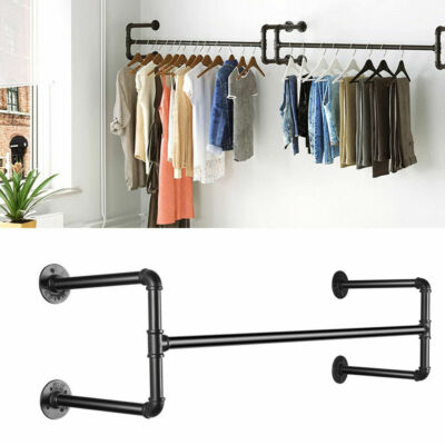 Adjustable Wall Mounted Clothes Rack Hanging Rail for Kitchen Bedroom ...
