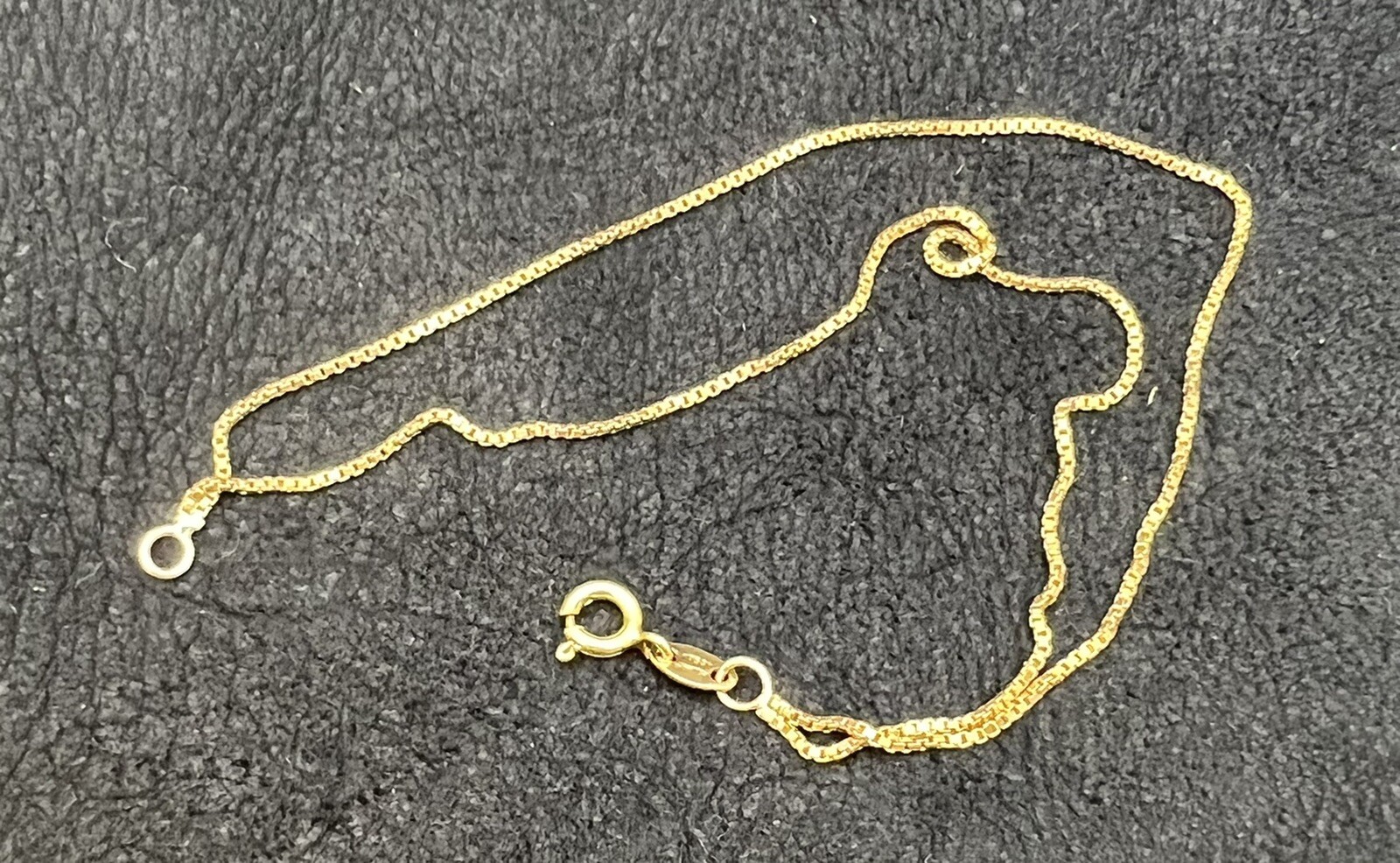 ITALY 18k Yellow Gold Double Box Chain Bracelet 7" … - Gem