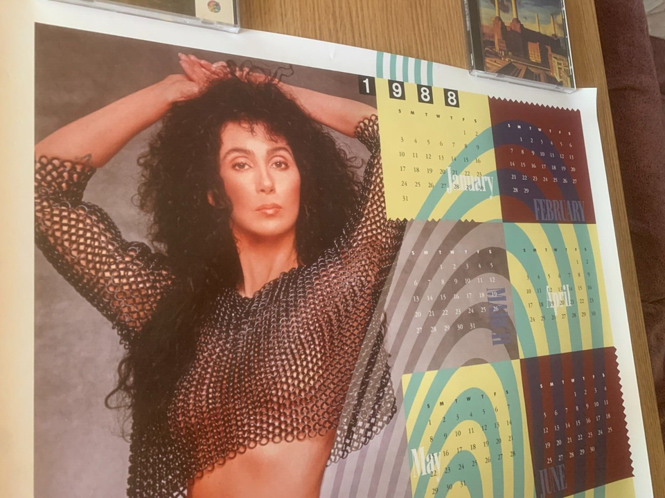Cher 1988 Self-Titled Promo Calendar Poster Jon Bon Jovi Desmond Child Geffen | eBay