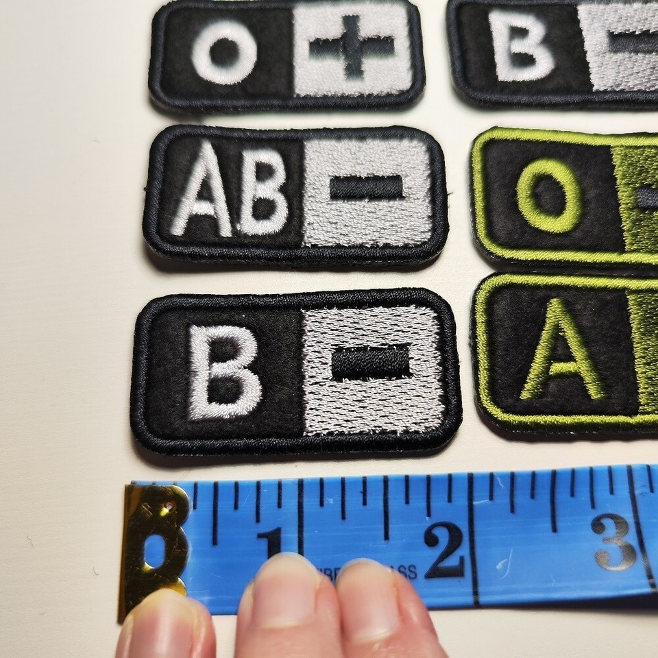 2PCS Blood Type Patch B+ Positive III+ 2" Hook Silver Grey Black ...
