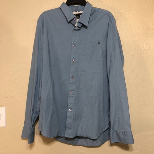 Volcom Blue Long Sleeve Dress Shirt L | eBay