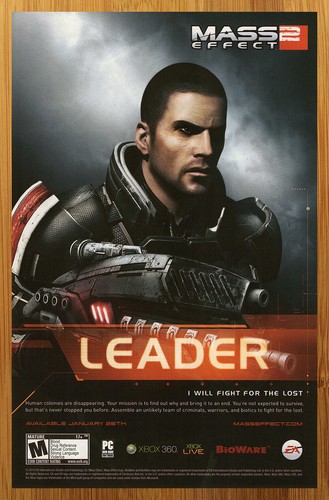 2010 Mass Effect 2 Xbox 360 PS3 PC Print Ad/Poster Commander Shepard ...