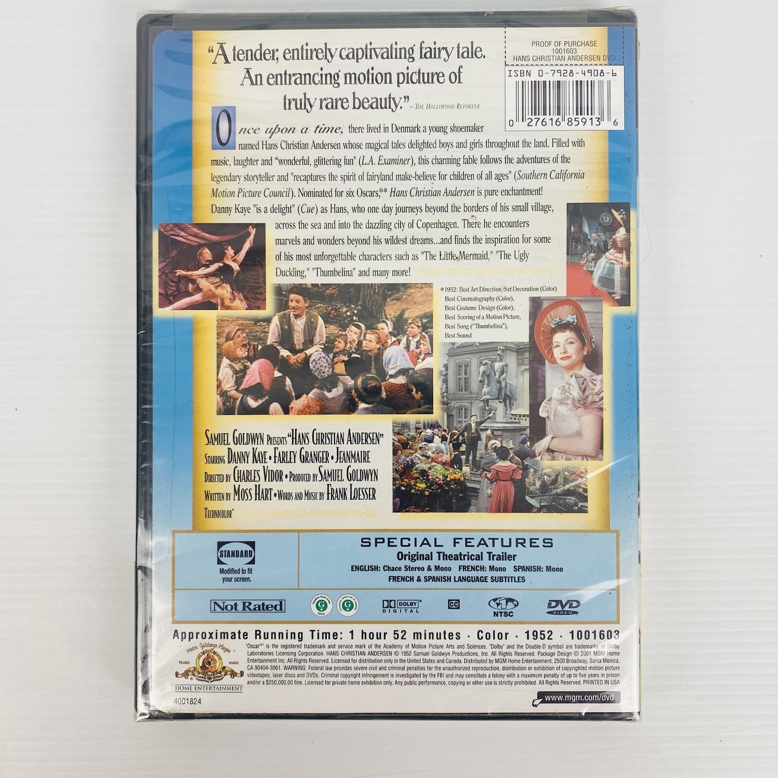 HANS CHRISTIAN ANDERSEN DVD Danny Kaye 1952 AS NEW & SEALED! *REGION 1 ...