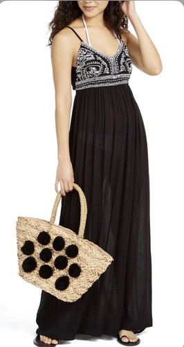 Raviya Womens Sleeveless Embroidered Swim Cover Up Dress Small Boho ...