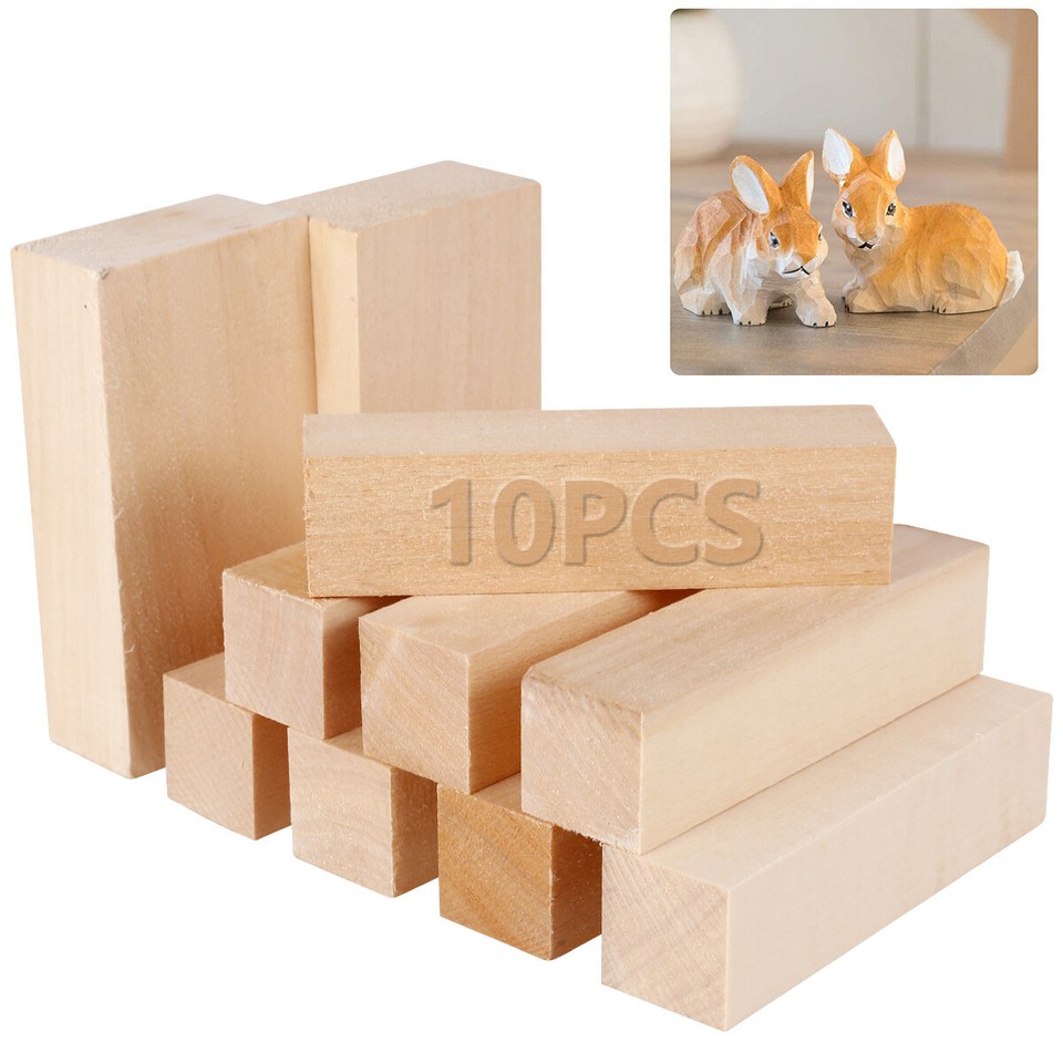 10Pcs Basswood Carving Block Natural Soft Wood Carving Block 2 Sizes ...