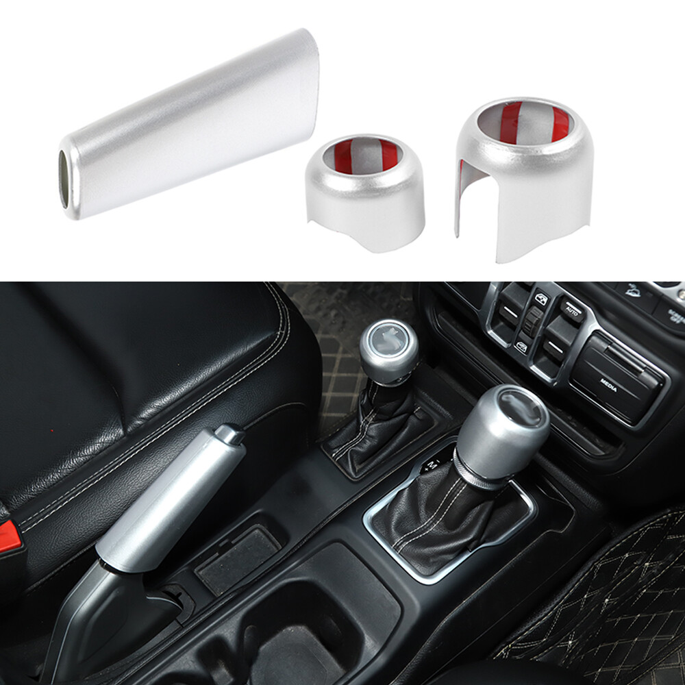 Handbrake Brake Cover & 4WD Gear Shift Knob Trim for Jeep Wrangler JL ...