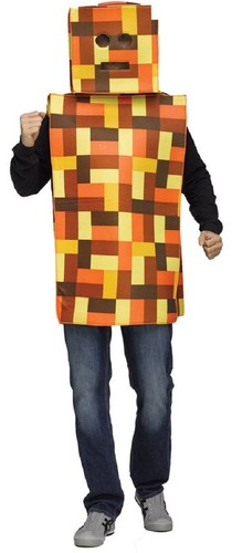 Mens Orange Pixel Robot Fancy Dress Costume - One Size | eBay UK
