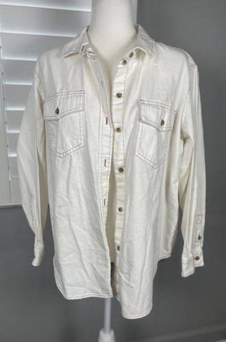 American Eagle Woman’s M Shacket Oversized Off White Denim button down ...