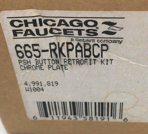 Chicago Faucets Push Button Retrofit Kit Chrome Plate 665-RKPABCP New ...