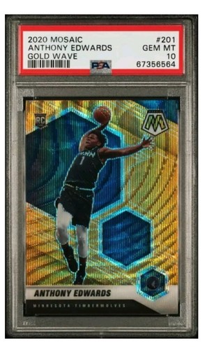 2020 Mosaic Anthony Edwards GOLD Wave PSA 10 SSP Rookie RC #201 Wolves ...