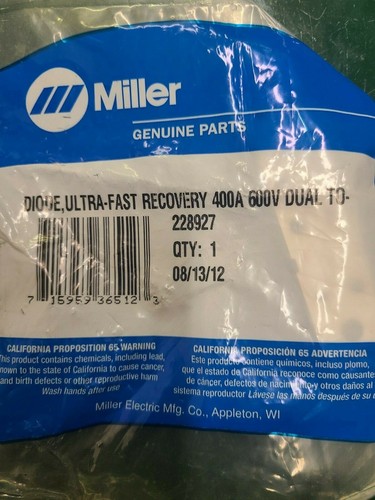 Miller 228927 Diode, Ultra-fast Recovery 400A 600V Dual TO-244 | eBay