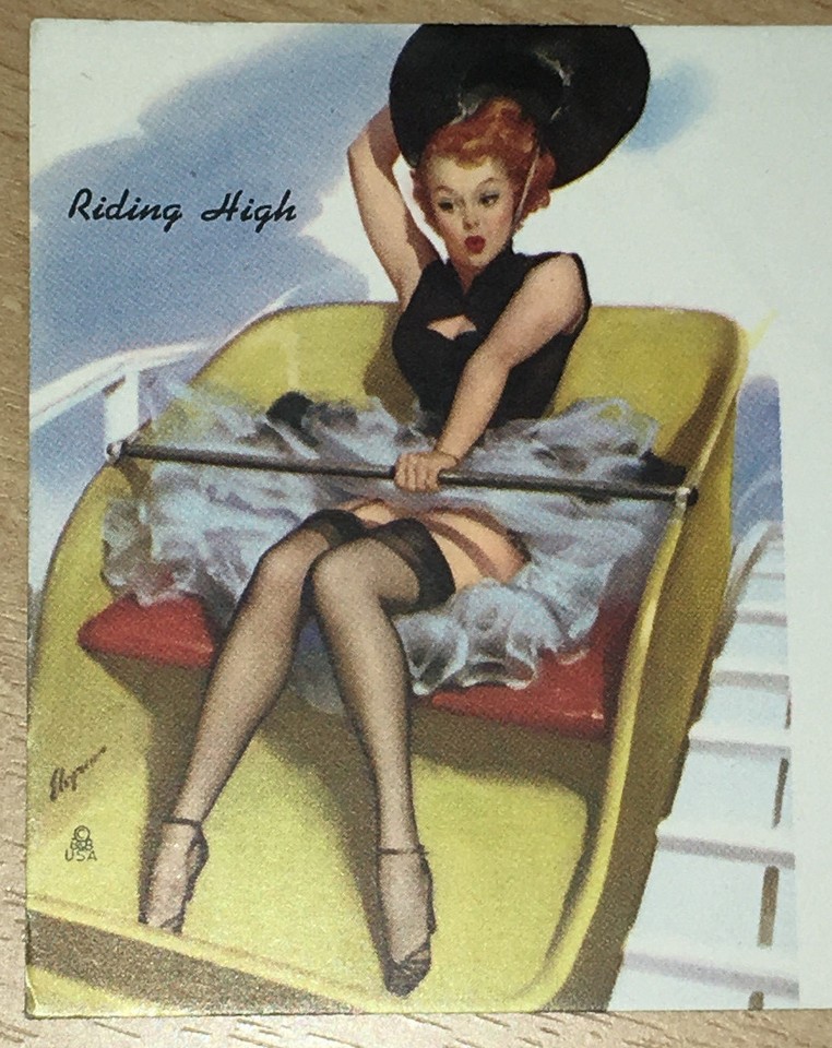 Gil Elvgren Pin Up Advertising Blotter Card September 1955 "Riding High ...