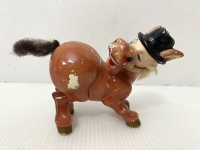 Vtg Ceramic Anthropomorphic Drunk Donkey Bobblehead Nodder Figurine ...