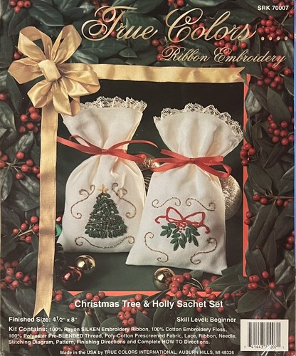 True Color Ribbon Wreath & Poinsettia Sachet Set Embroidery Kit Xmas ...