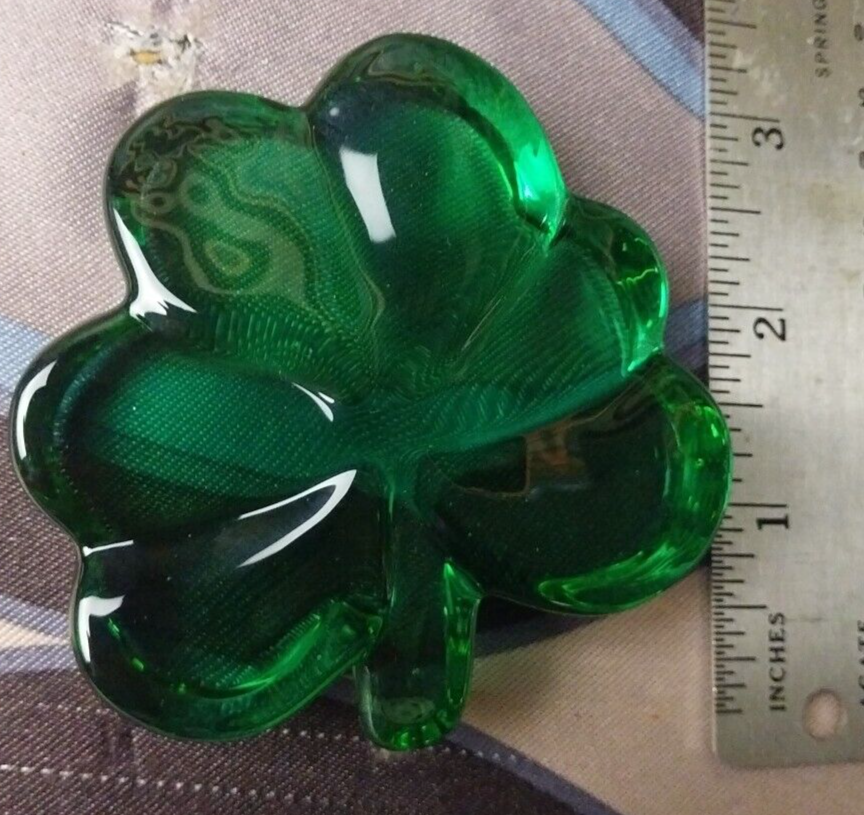 Irish Blessing Shamrock Paperweight With Three Silver Leaf Real Four