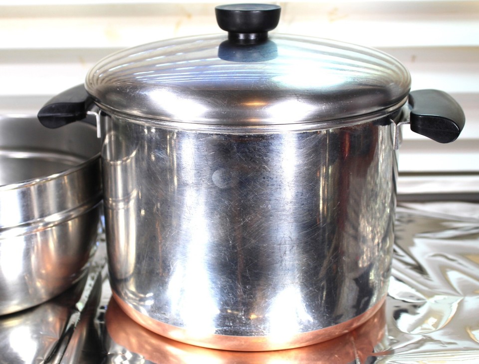 Revere Ware Double Boiler USA Pre-1968 Copper Bottom 5 Qt Stock Pot ...