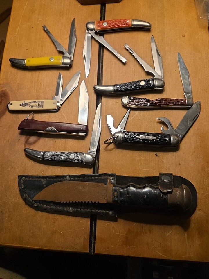 Vintage Knife Lot, 9 Pcs, Okapi, Colonial, Campmaster, Elvis | eBay