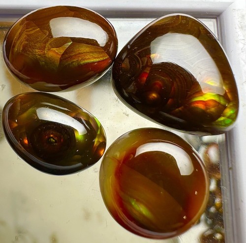 36.41ct AAA Quality Genuine Natural Mexican Fire Agate Cabochons 4 Pcs ...