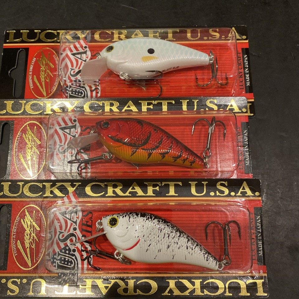 Lucky Craft 1.5 KJ Flat 2 1/2” 3’ Lot Of 3 Spring Craw - Splatter Back ...