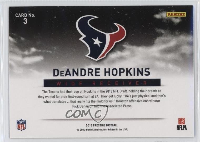 2013 Panini Prestige Draft City Destinations DeAndre Hopkins #3 Rookie ...
