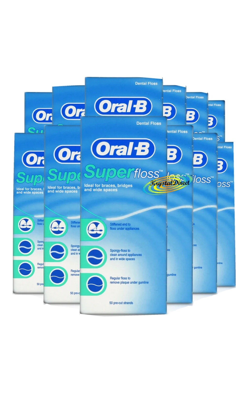 Oral-B Super Floss Mint Dental Floss for Braces Bridges - 50 Strips ...