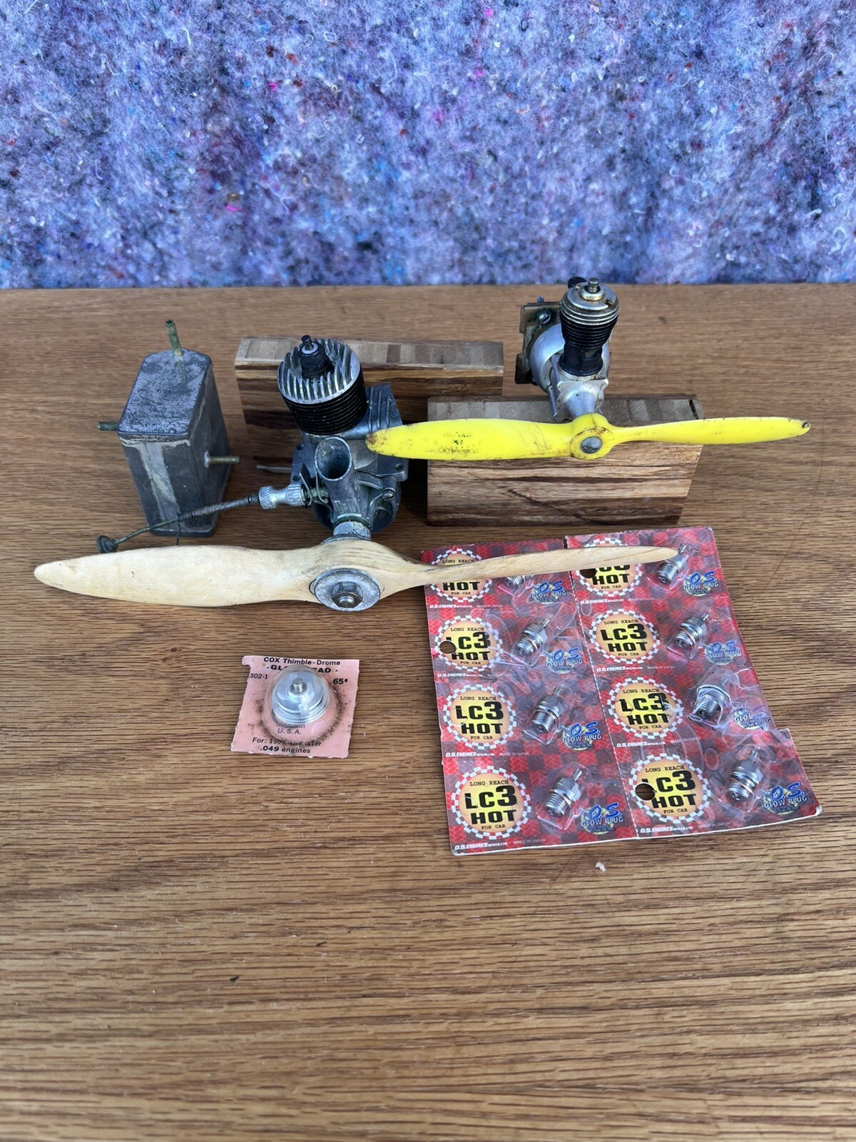 Vintage RC Glow Plug Engines With Props, 8 Glow Plugs & 1 Cyl Head. Cox ...