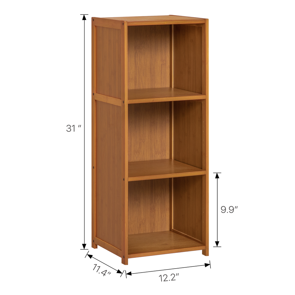 12" Bamboo Bookcase [ADJUSTABLE SHELF] Book Storage Toys Organizer ...