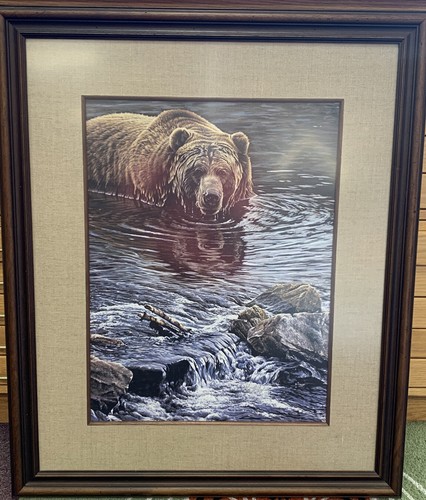 Alan Hunt Limited Edition Signed Framed Print “Coolin’ Off” Grizzly ...