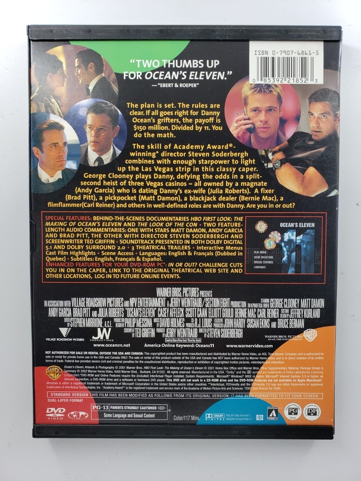 Ocean's Eleven (George Clooney, Matt Damon, Brad Pitt) Full Screen DVD ...