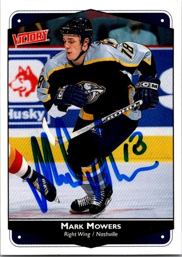 Mark Mowers 1999-00 Upper Deck Victory #161 Nashville Predators Auto ...