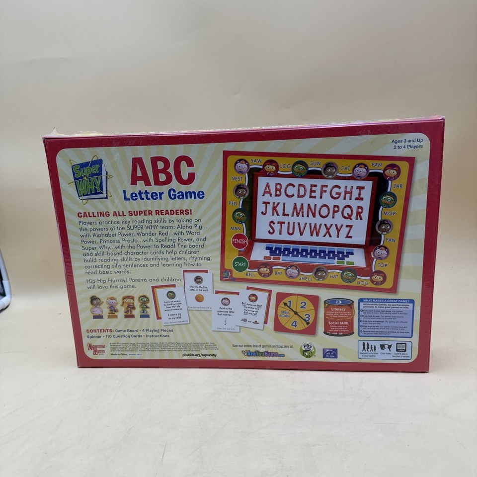 SUPER WHY! ABC LETTER GAME Preschool Ages 3+ 2-4 Players Play’n Learn ...