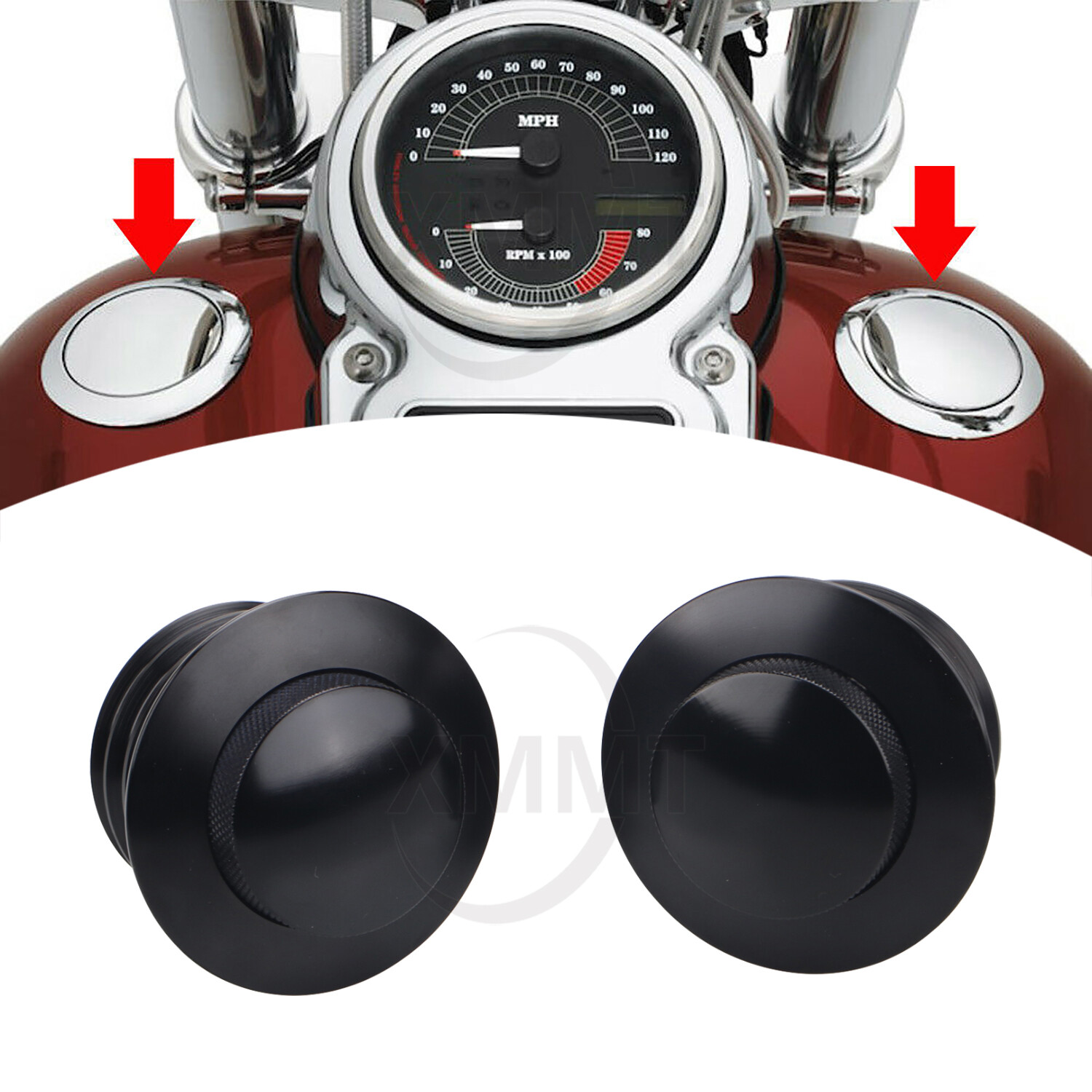 Black Flush Pop Up Fuel Gas Tank Cap Fit For Harley Road King Classic ...