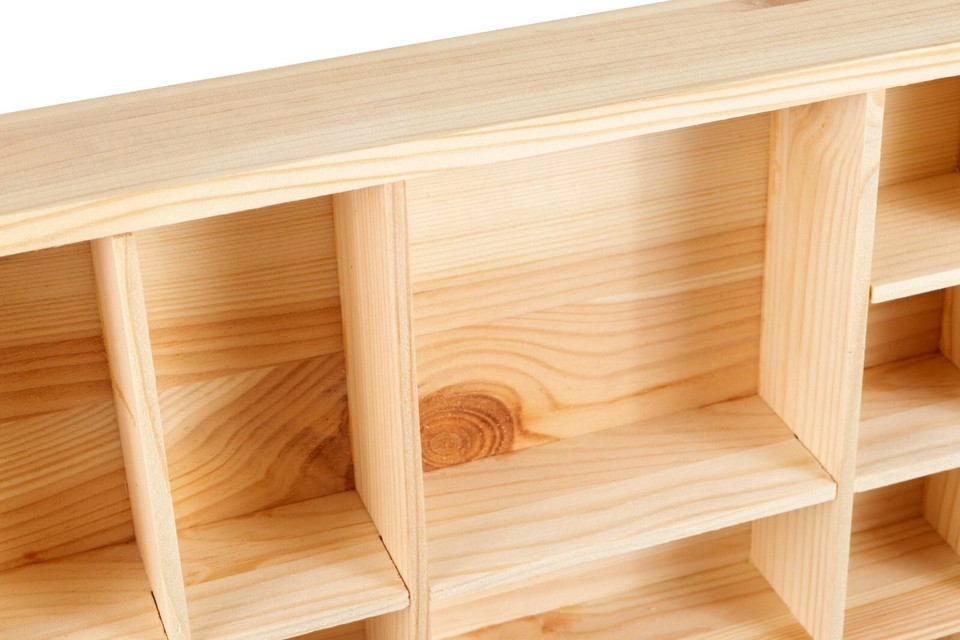 Multi Compartment Wooden Wall Storage Display Unit Shelf 51 Sections ...