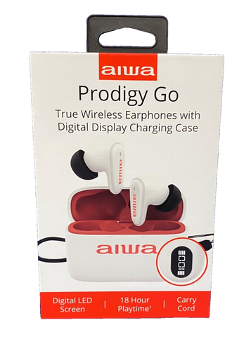 AIWA Prodigy Go-True Wireless-LED Screen-18hr Playtime-Carry Cord-WHT ...