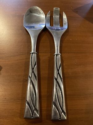 Lenox Salad Serving Utensils Set Fork Spoon Stainless Flatware 13" | eBay