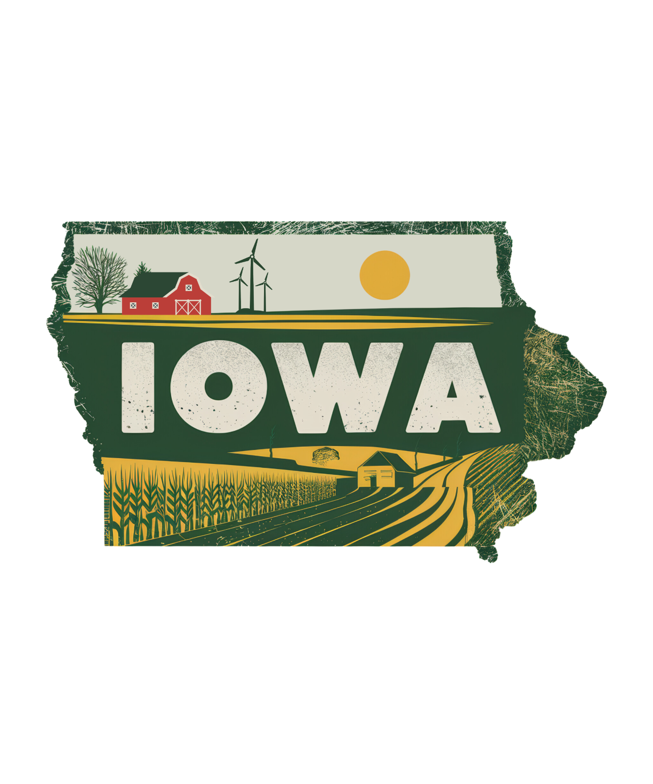 Iowa State Sticker 3" Pride USA Farmland Home Country Retro Plains ...